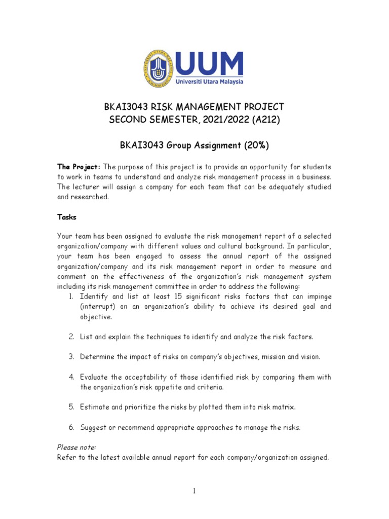 A212 Bkai3043 - Group Assignment | PDF | Risk | Risk Management