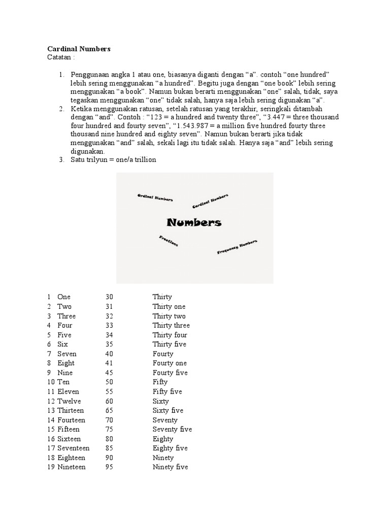 Cardinal Numbers Kelas 7 | PDF