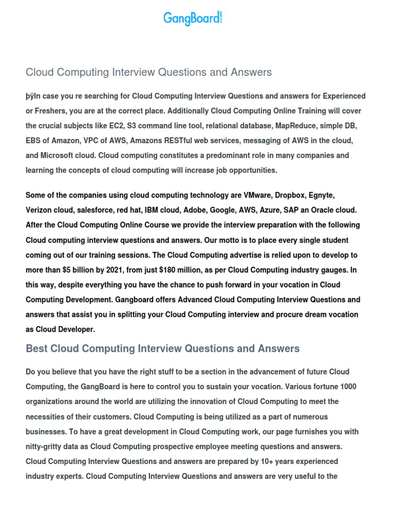 Cloud Computing Questions & Answers | PDF | Cloud Computing | Platform ...
