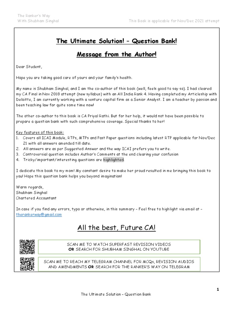 The Ultimate Solution - Question Bank | PDF | Board Of Directors ...