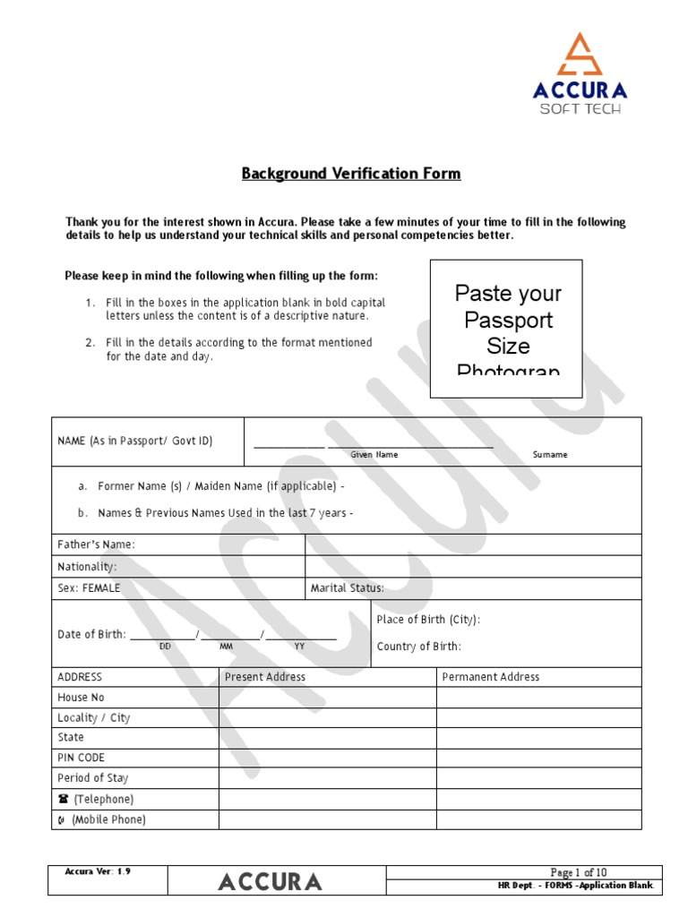 BGV Application Form V 1.9 - Effective 01jan2022 | PDF | Employment ... BGV Application Form V 1.9 - Effective 01jan2022 | PDF | Employment ...