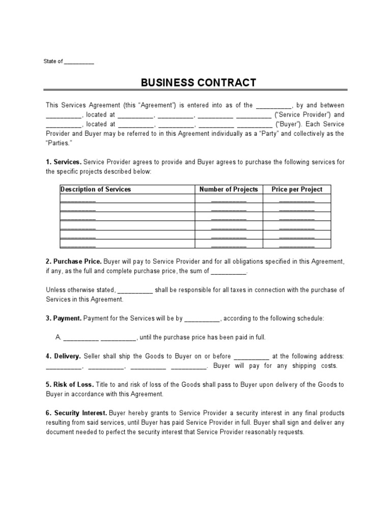 Business Contract Template Agreement | PDF | Sales | Legal Liability