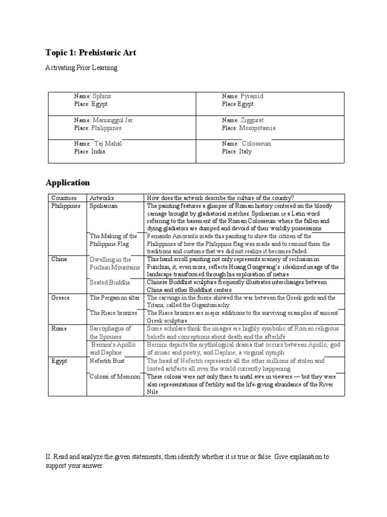 Topic 1: Prehistoric Art: Activating Prior Learning | PDF | Column