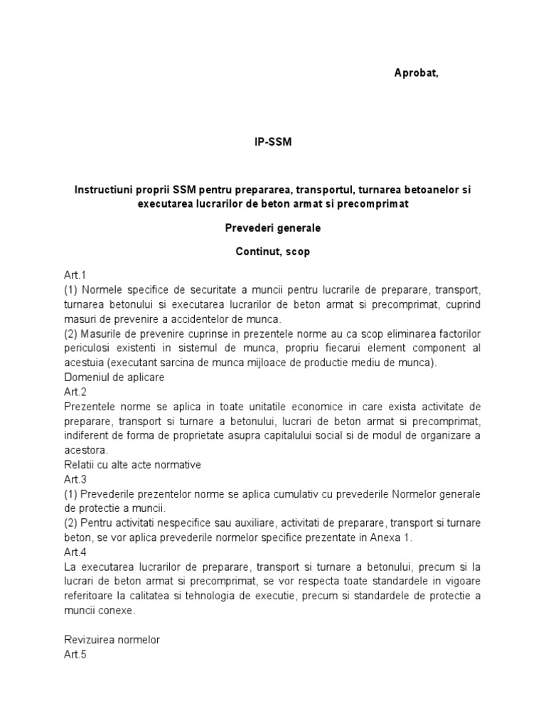 IP-SSM-60 Instructiuni Interne Pentru Prepararea Beton | PDF