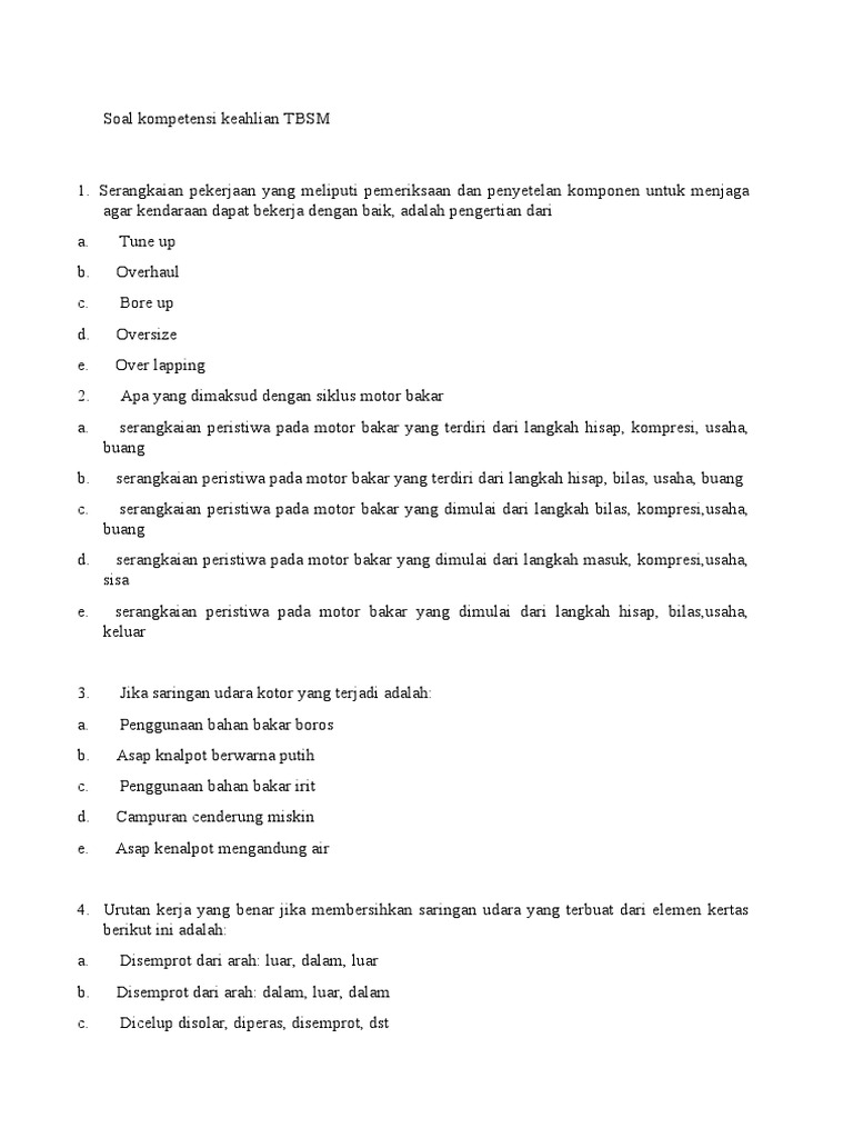 Soal Pas TBSM Xi | PDF | Metode & Bahan Ajar