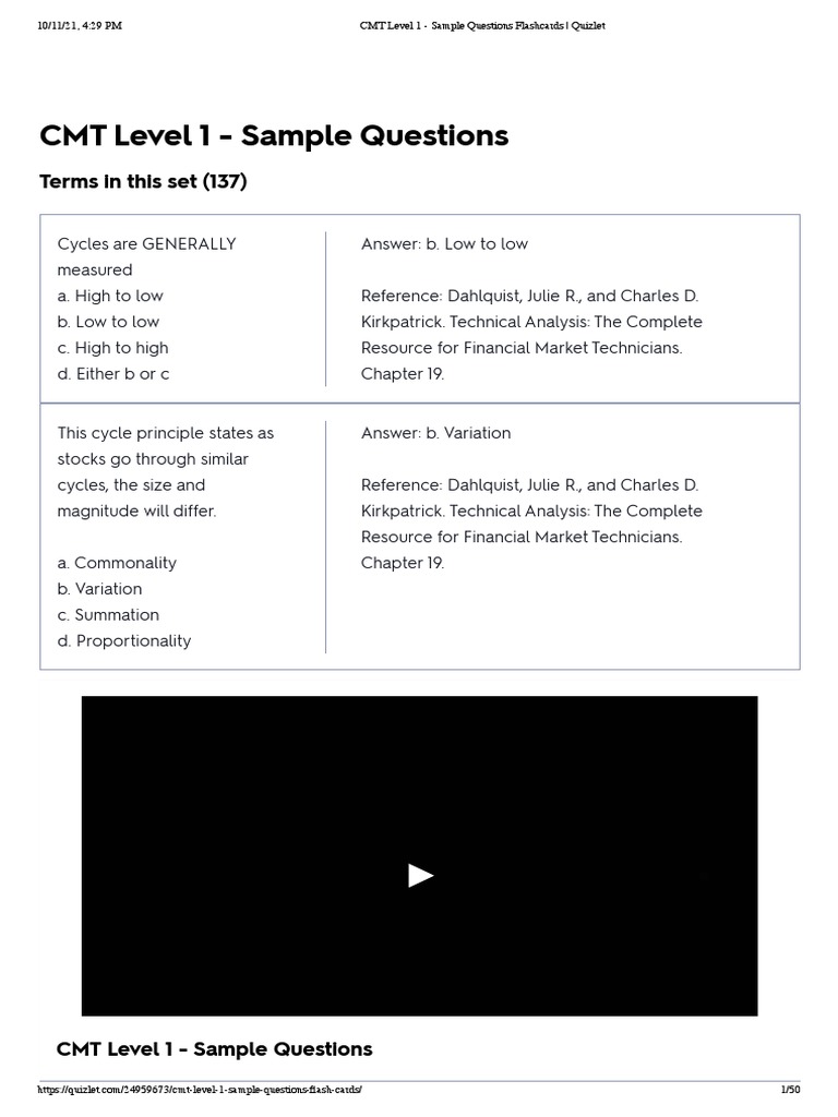 CMT Level 1 - Sample Questions Flashcards - Quizlet | PDF | Technical ...