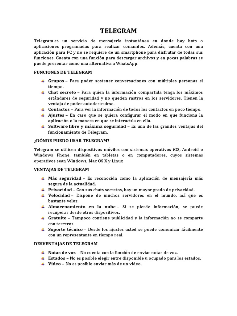 Ventajas y desventajas de Telegram | PDF | Chat en linea | Tecnologías ...