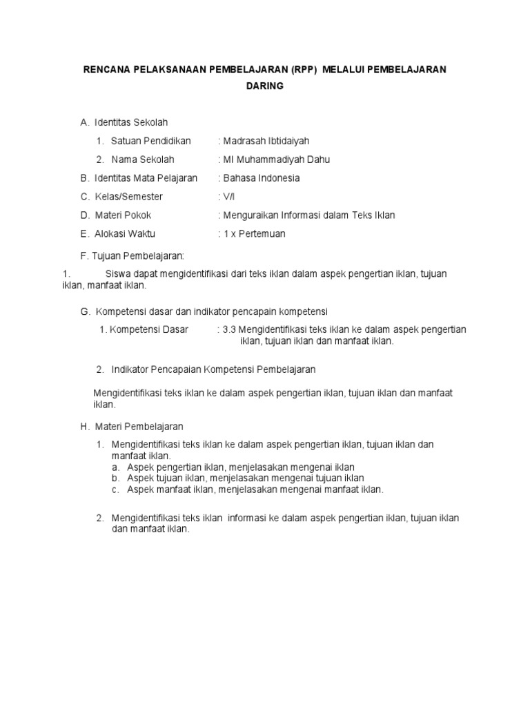 RPP Kelas 5 | PDF