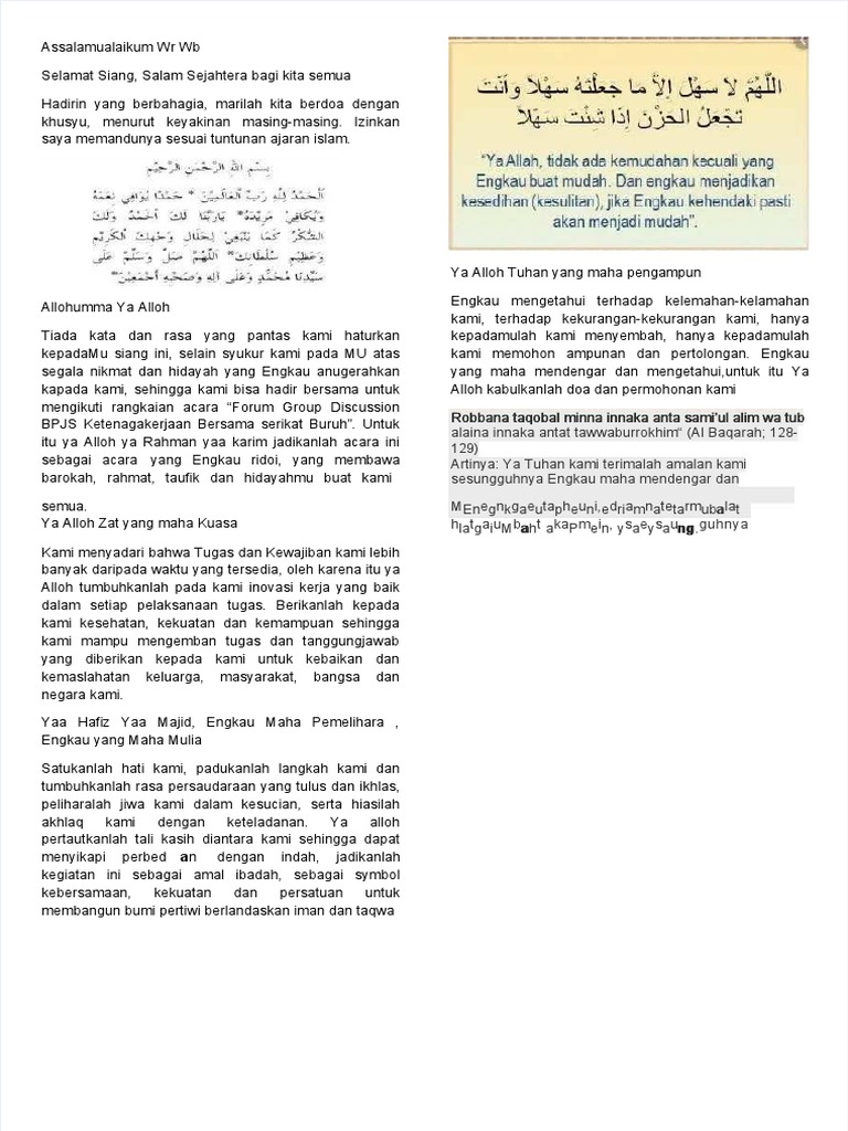 Contoh Doa FGD | PDF | Pengembangan Diri | Agama & Spiritualitas