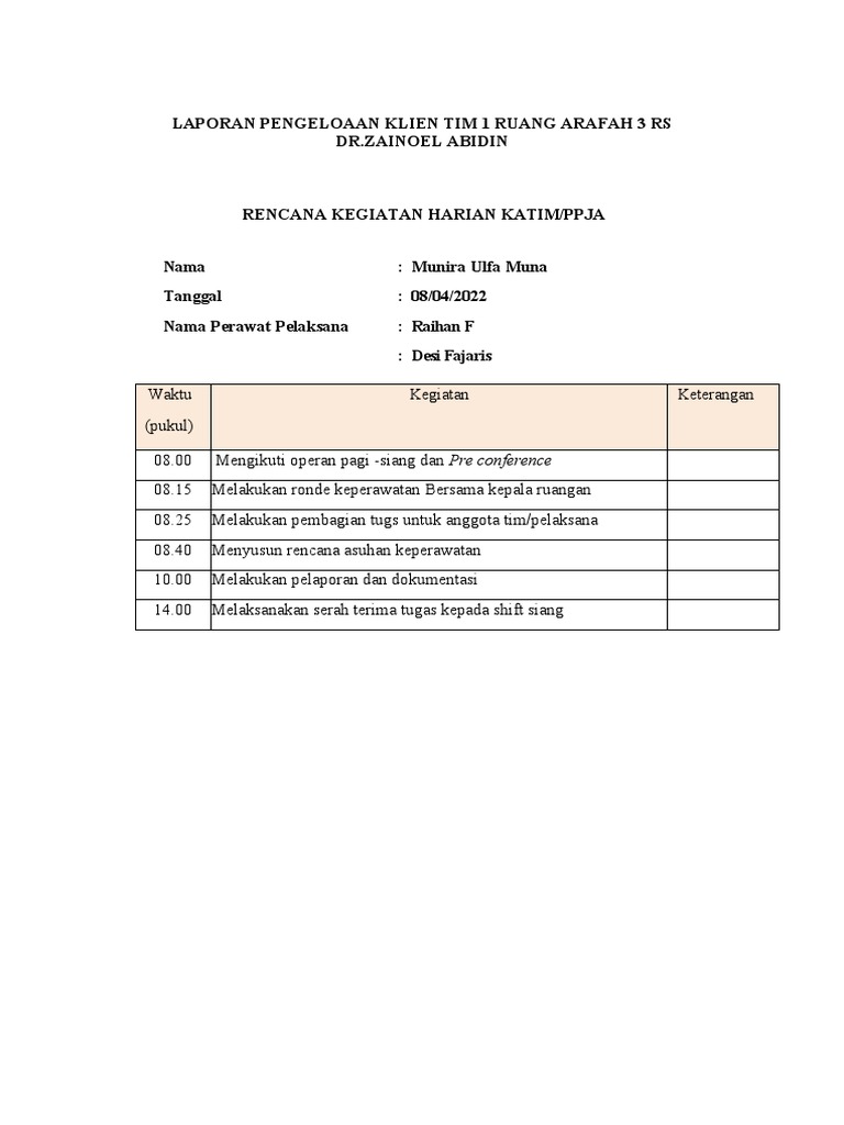Laporan Kegiatan Katim | PDF