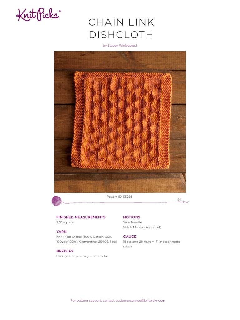 Chain Link Dishcloth: by Stacey Winklepleck | PDF | Knitting | Basic ...
