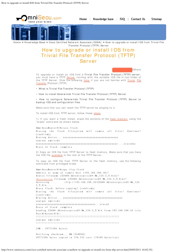 How To Upgrade or Install IOS From Trivial File Transfer Protocol (TFTP ...