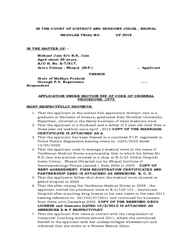 Anticipatory Bail Application for Jain | PDF | Bail | Affidavit