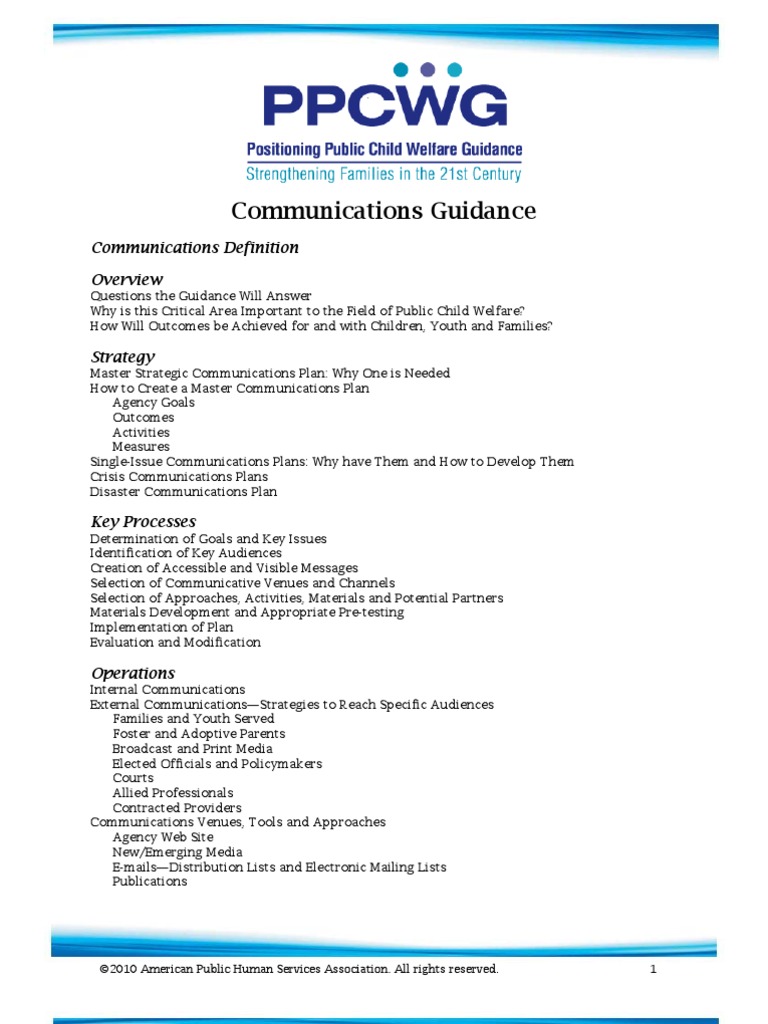 Communications Guidance | PDF | Strategic Communication | Goal