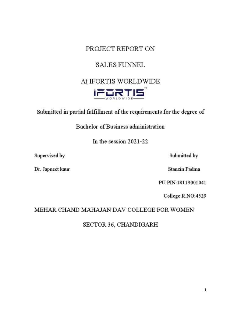 Project Report on Sales Funnel | PDF | Sales | Customer Relationship ...