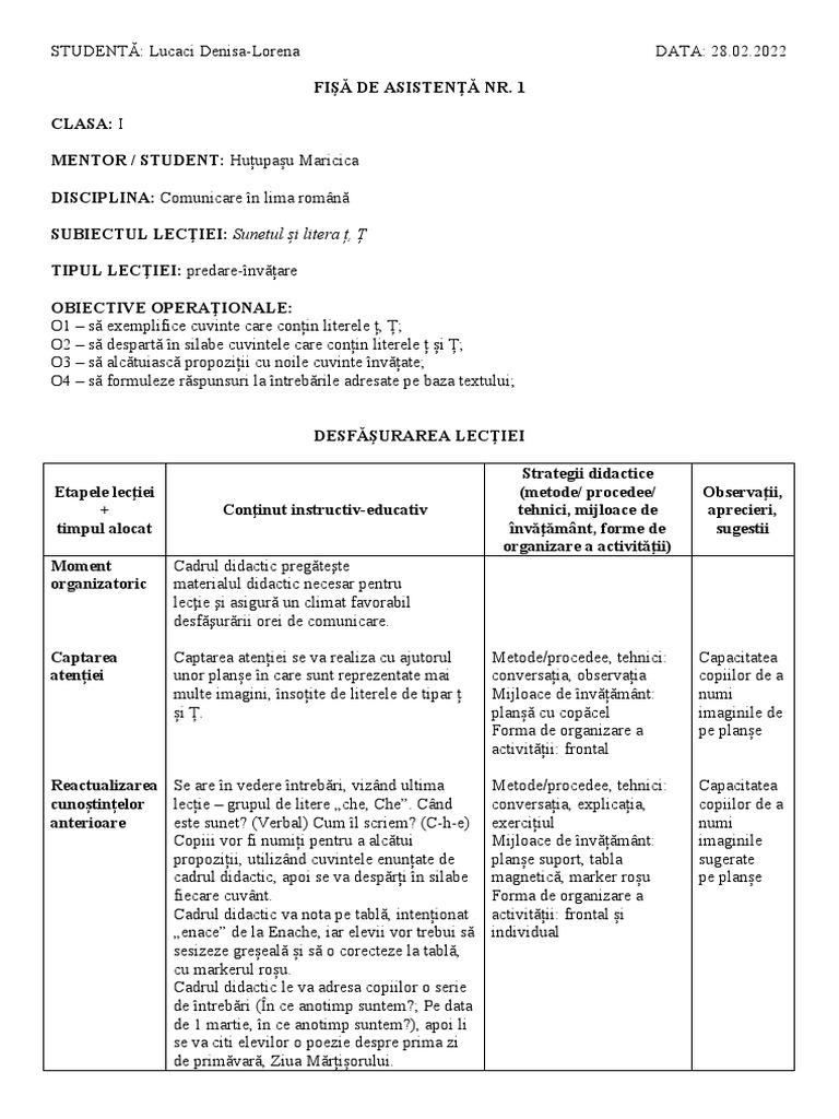 Fisa Asistenta | PDF