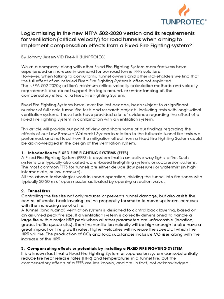 Nfpa 502 Critical Velocity Vs Fffs Effects | PDF | Firefighting ...