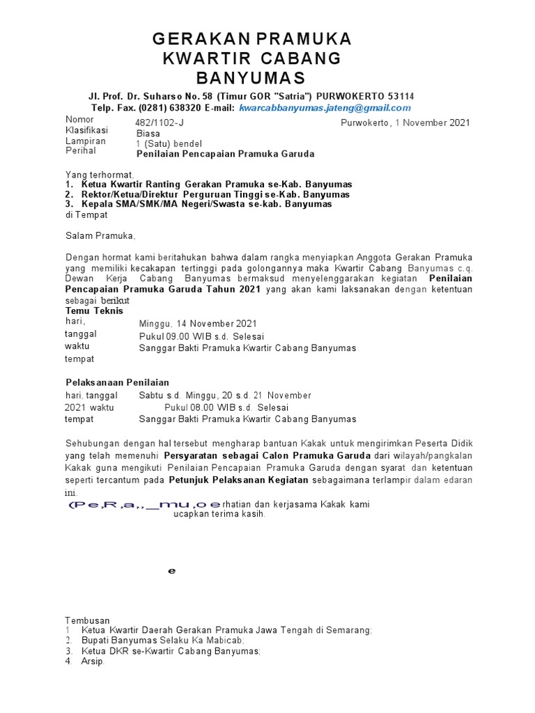 Surat Edaran Penilaian Pramuka Garuda | PDF Surat Edaran Penilaian Pramuka Garuda | PDF
