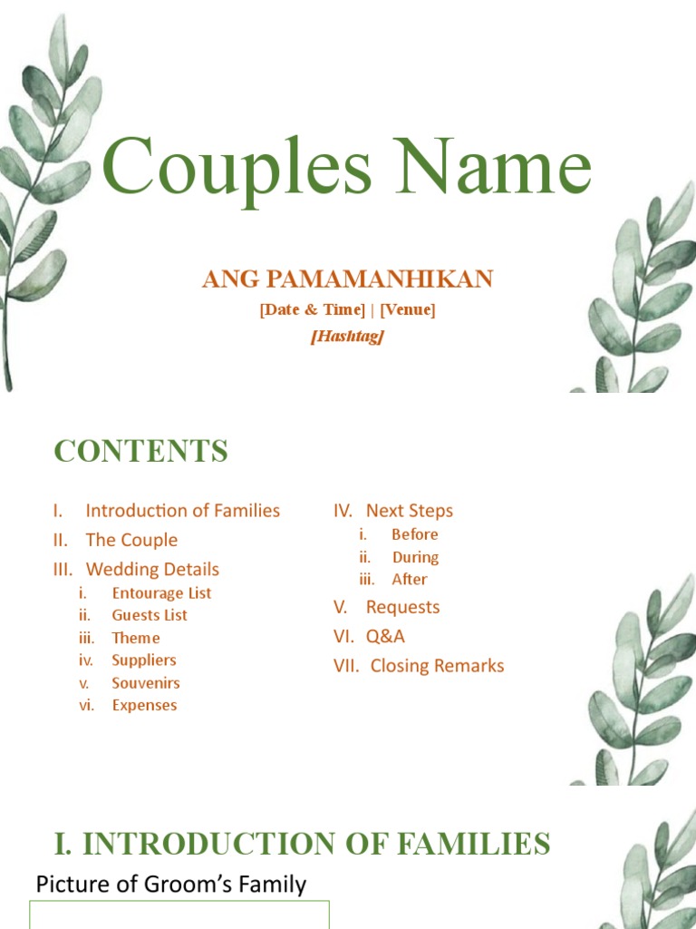 Pamamanhikan Template | PDF | Wedding | Bridesmaid
