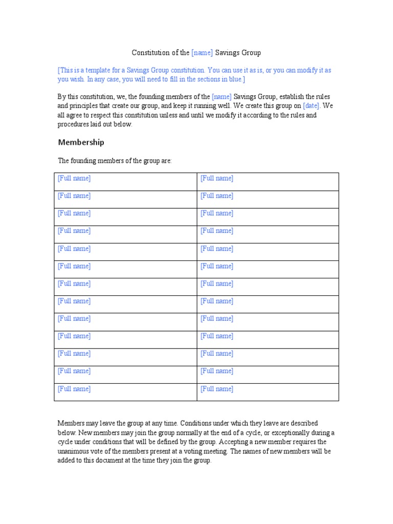 Membership: Constitution of The Savings Group | PDF | Loans | Interest