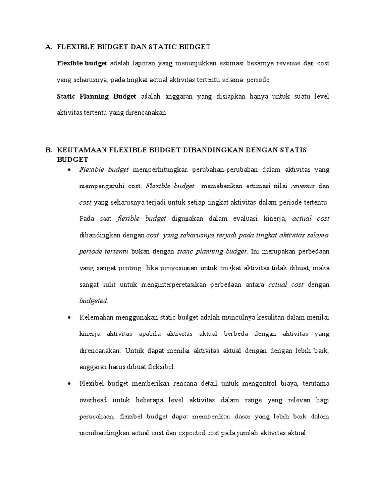 Flexible Budget Dan Static Budget | PDF