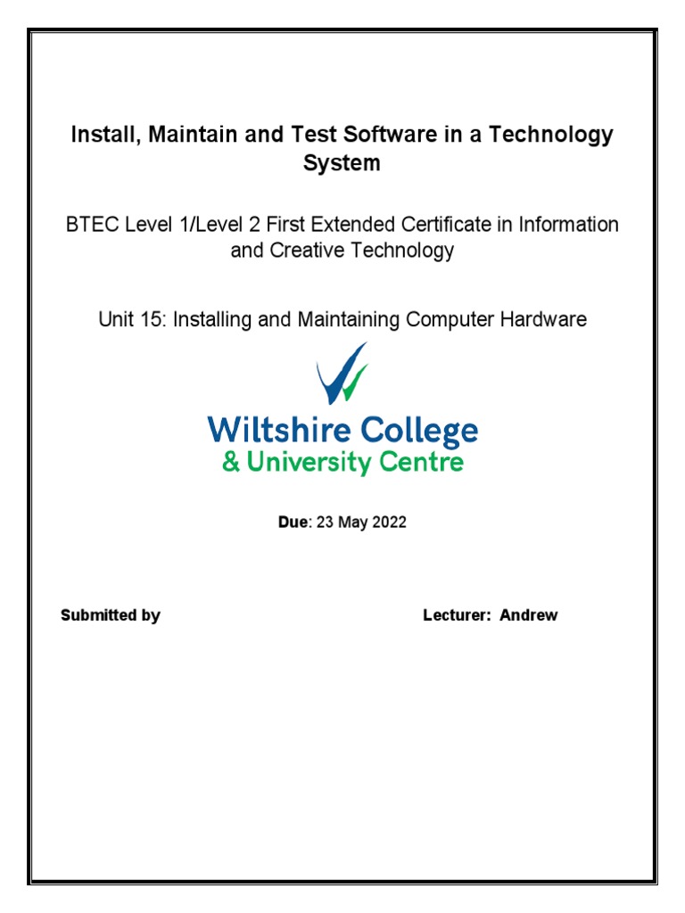 Unit 15 Installing and Maintaining Computer Hardware Nathan | PDF ...