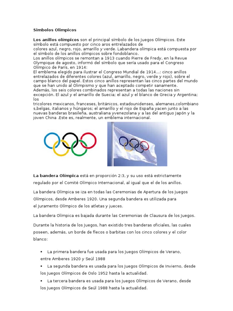 Simbolos Olimpicos | PDF | Festivales deportivos | Competiciones deportivas