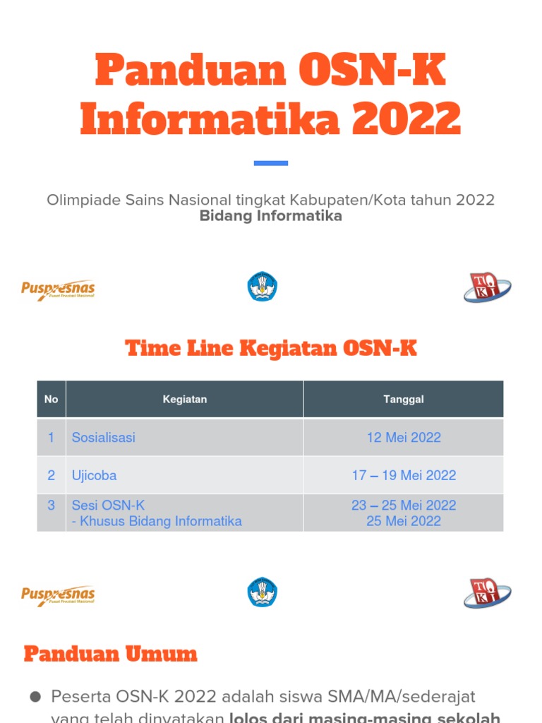 PANDUAN LENGKAP OSN-K BIDANG INFORMATIKA 2022 | PDF