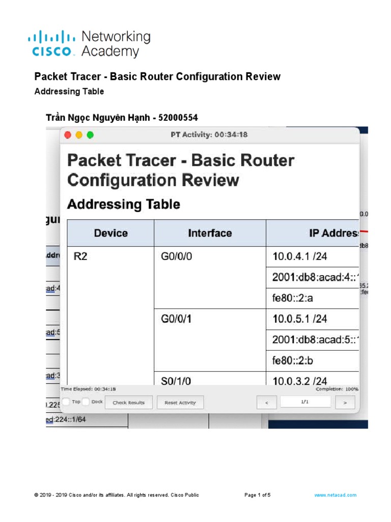 14.3.5 Packet Tracer - Basic Router Configuration Review | PDF | Router ...