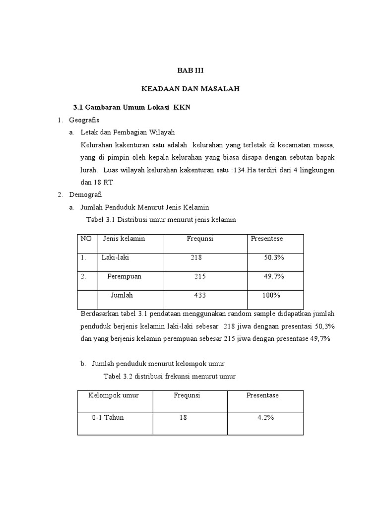 Bab 3 Laporan KKN | PDF