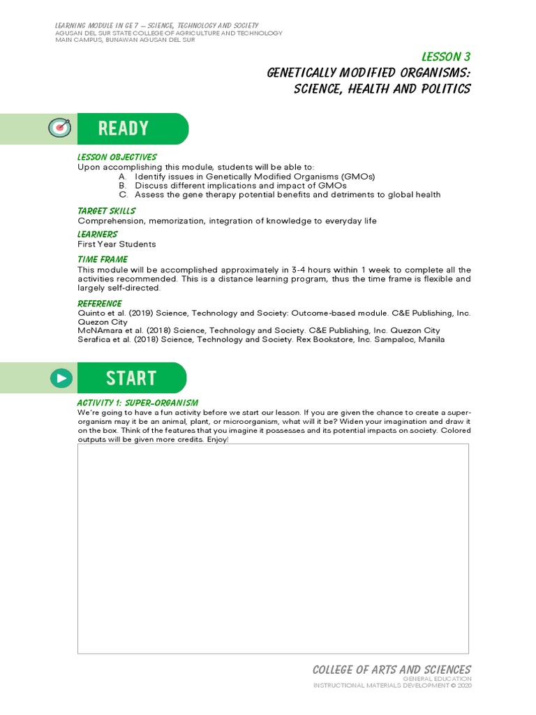 GE 7 Module Lesson 3F | PDF | Genetically Modified Organism | Genetic ...