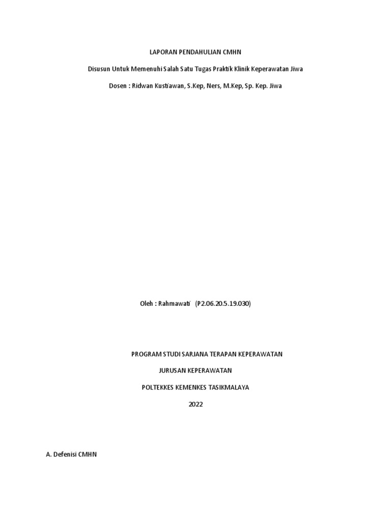 LP CMHN Kep Jiwa | PDF