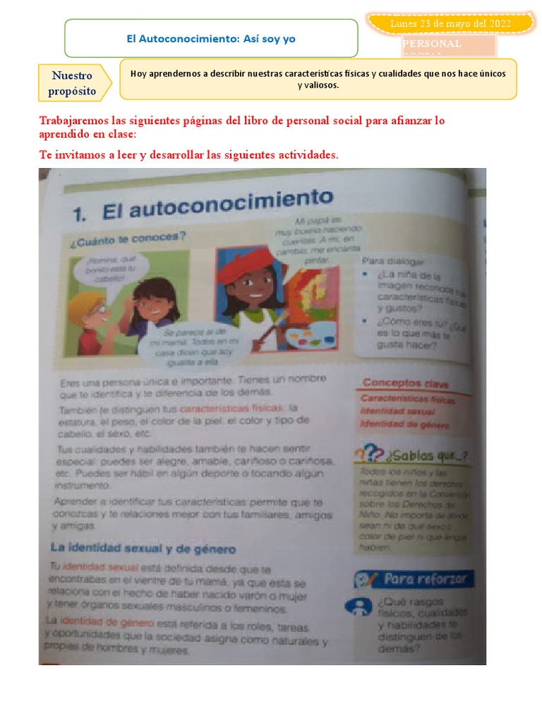 D1 A1 FICHA El Autoconocimiento Así Soy Yo | PDF | Toma de decisiones ...