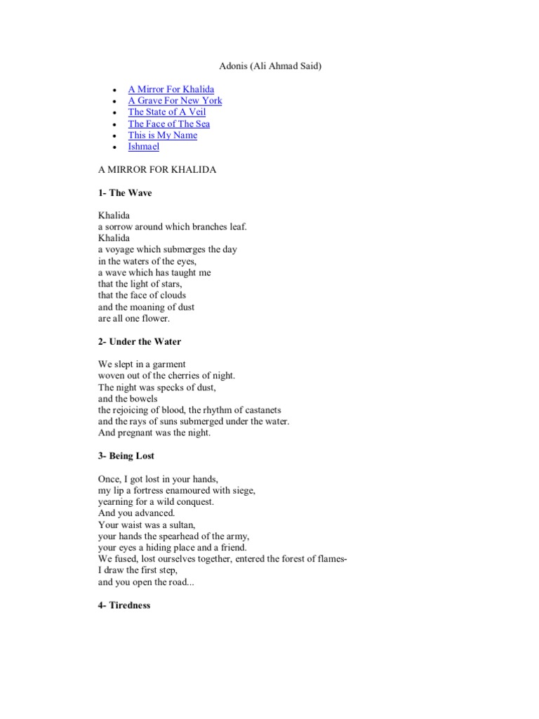 Adonis - Translated Poems. | PDF | Manhattan | Nature