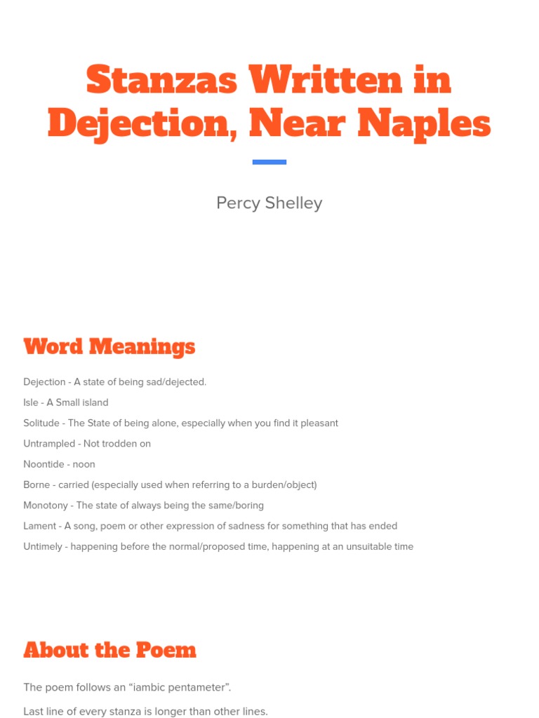 Stanzas Written in Dejection, Near Naples | PDF | Poetry | Percy Bysshe ...