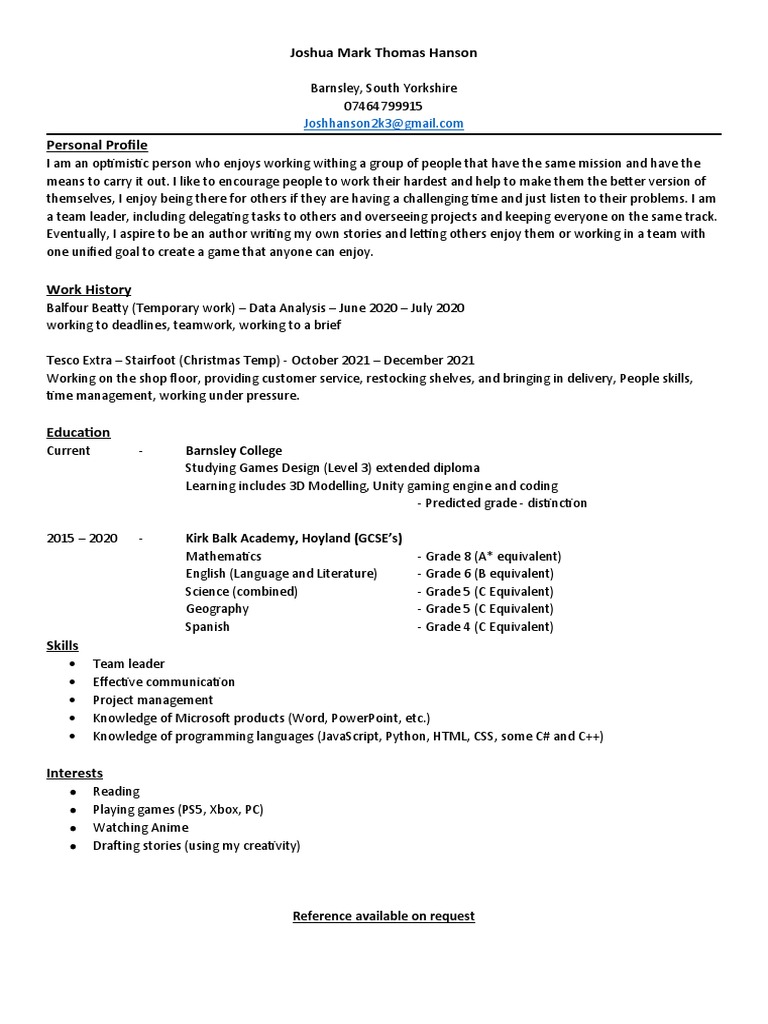 Josh CV | PDF | Software Engineering | Software Development