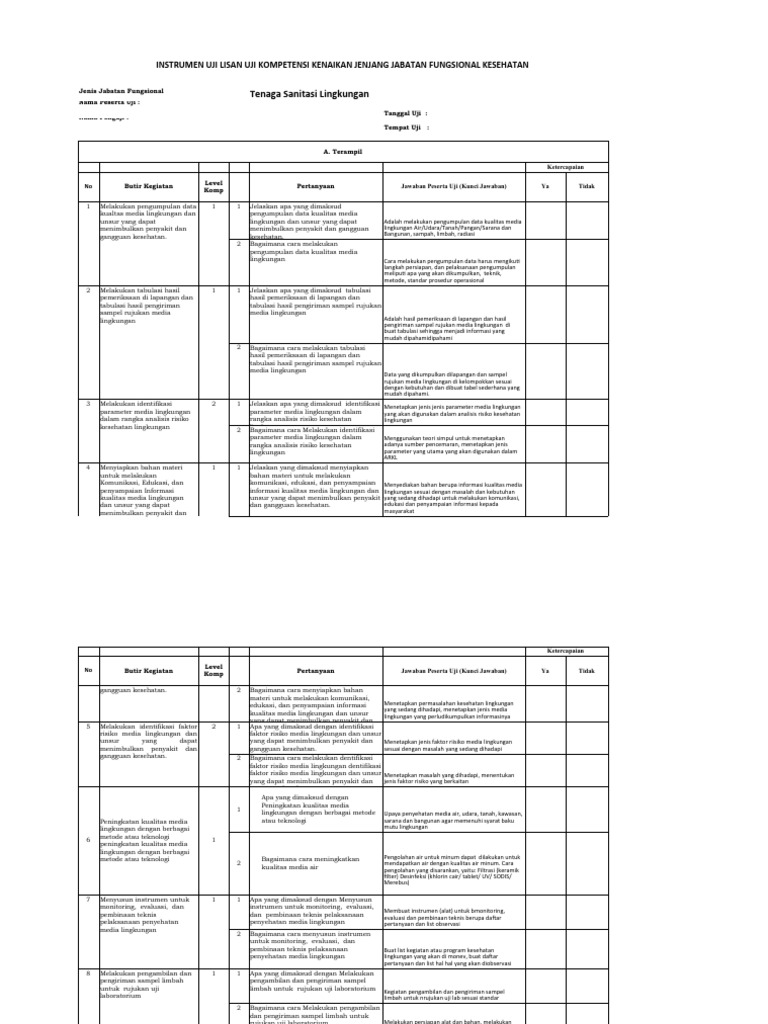 Template Instrumen Uji Lisan | PDF