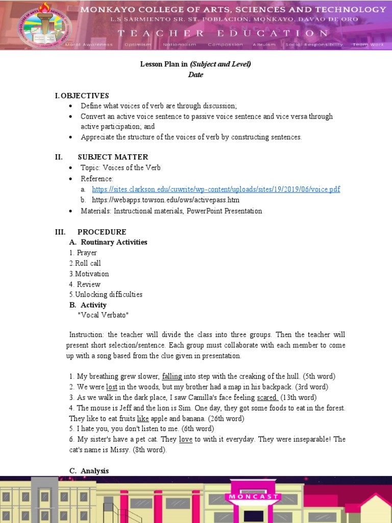 Understanding Voices of Verbs: An In-Depth Lesson Plan on Converting ...