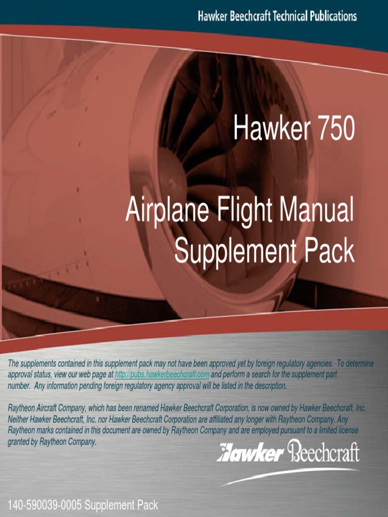 Hawker 750 Airplane Flight Manual Supplement Pack | Download Free PDF ...