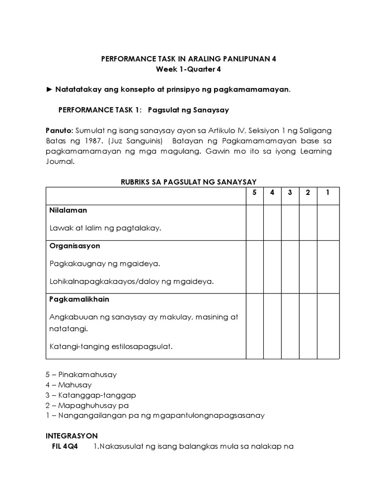 AP Q4 - Performance Task - Week 1-8 | PDF
