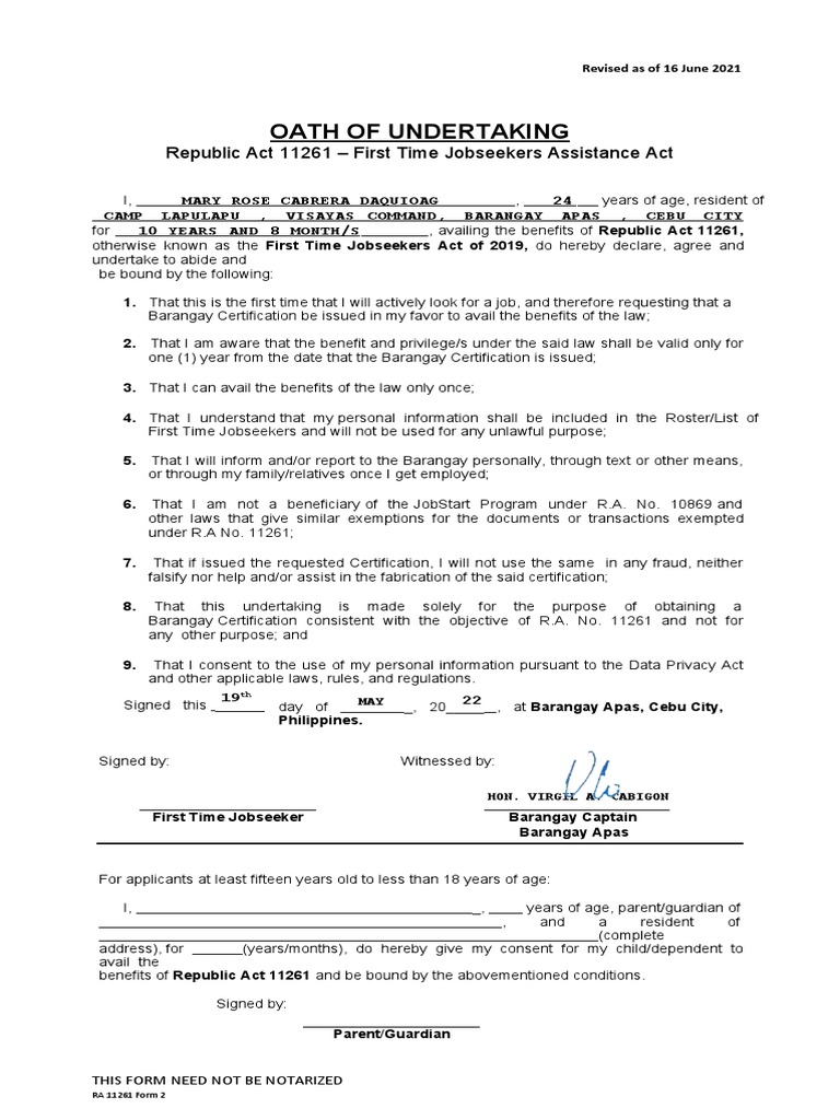 FORM2 - Oath of Undertaking | PDF | Common Law | Justice