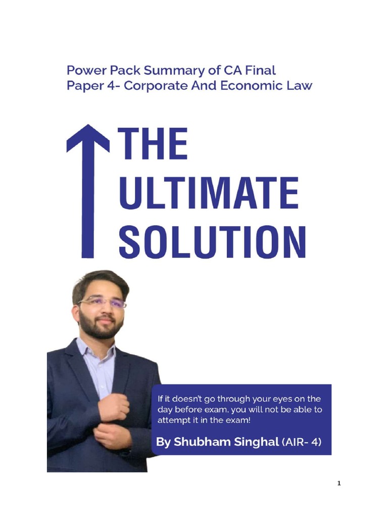 The Ultimate Solution Summary Notes - Paper 4 Law | PDF | Securities ...