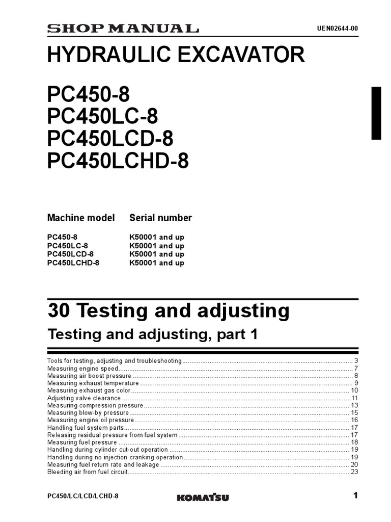 PC450 (LC, HD) - 8 UEN02644-00 Testing & Adjusting | PDF | Fuel ...