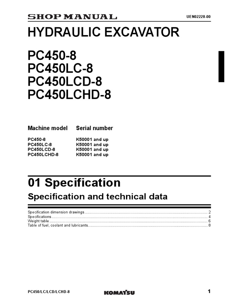 PC450 (LC, HD) - 8 UEN02228-00 Specification & Technical Data | PDF ...
