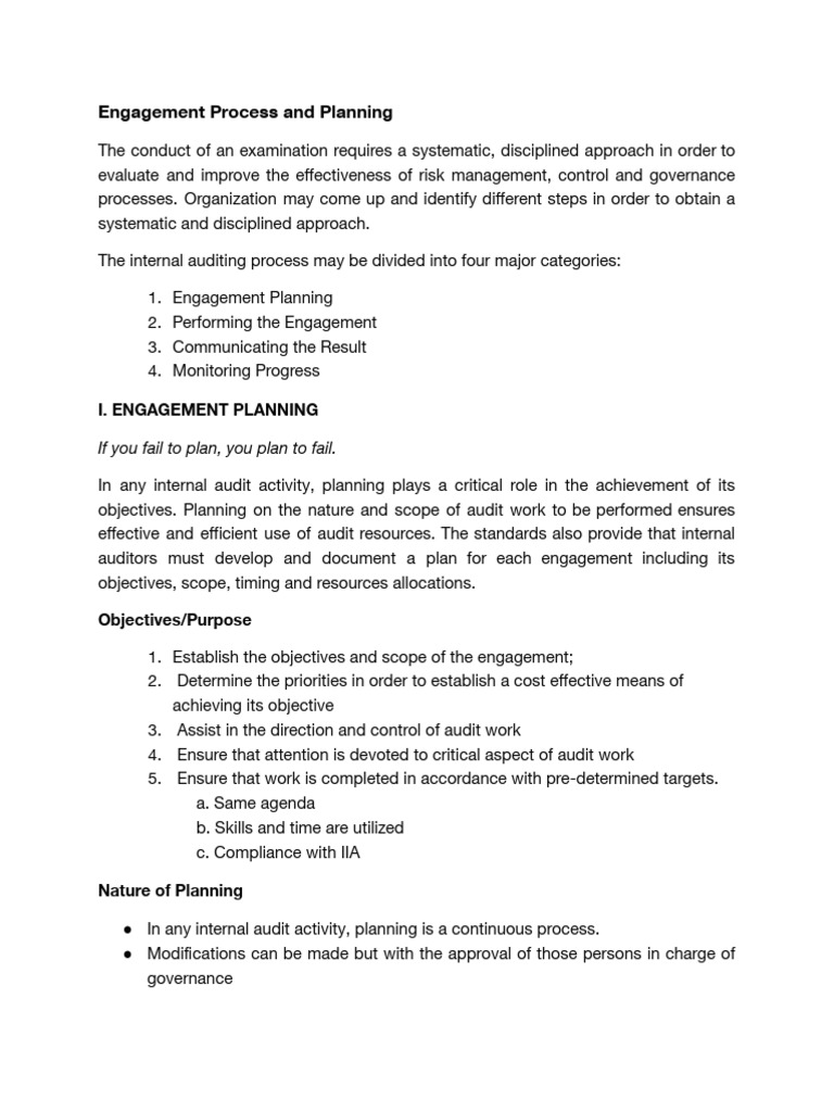 Internal Audit Engagement Planning Guide | PDF | Audit | Internal Audit