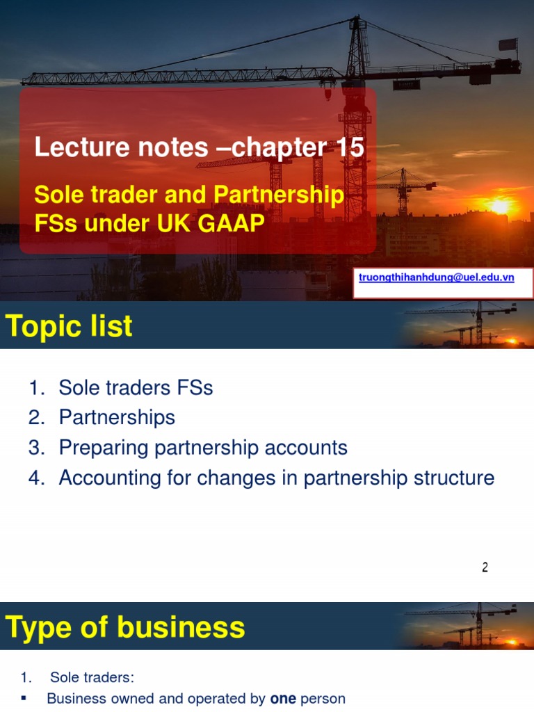 Lecture Notes - Chapter 15: Sole Trader and Partnership Fss Under Uk ...