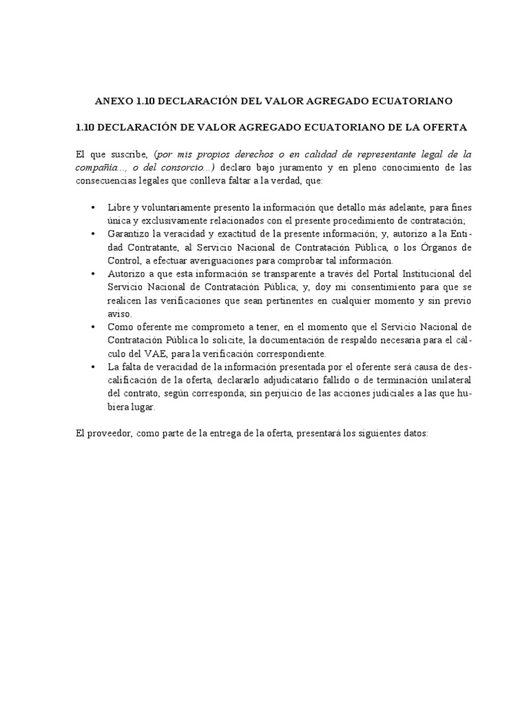 Declaracion Del Vae | PDF | Software | aduana