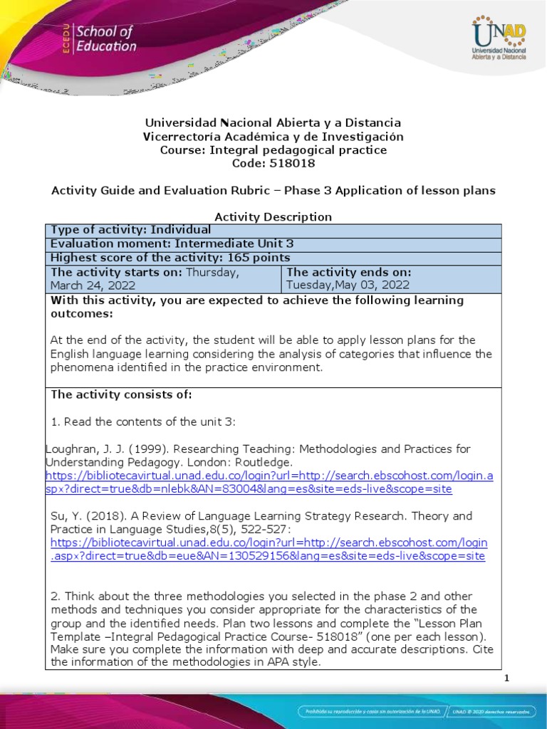Activities Guide and Evaluation Rubric - Unit 3 - Phase 3 - Application ...