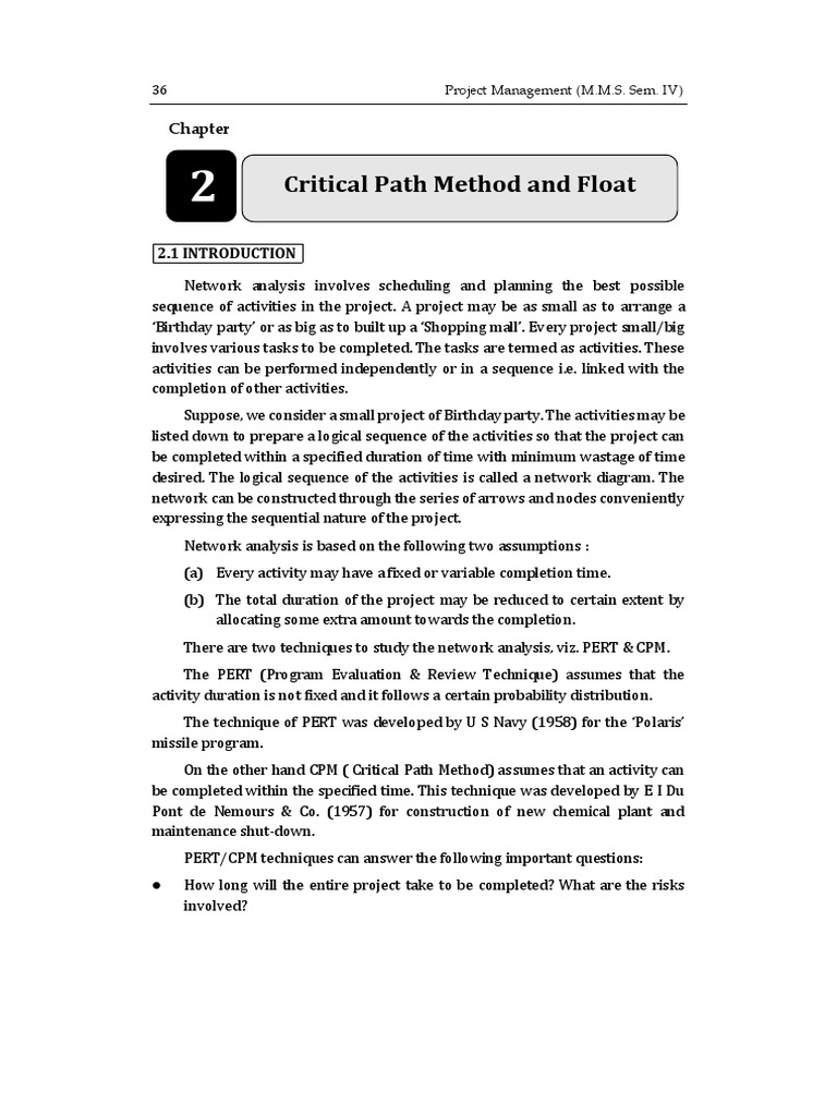 Ch.02 Critical Path Method (2) (1) (1) - FINAL | PDF | Applied Mathematics | Analysis