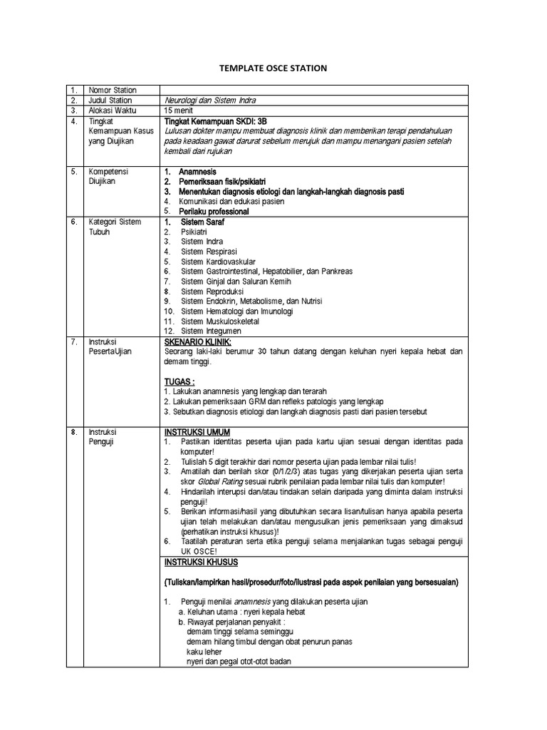 OSCE Neurologi untuk Dokter Baru | PDF